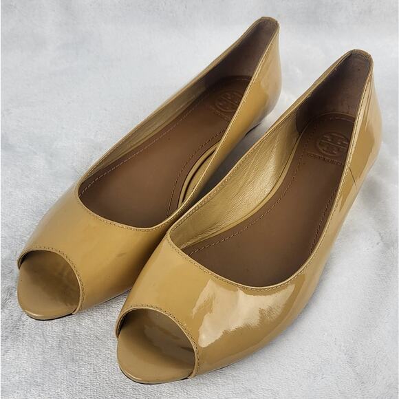 Tory Burch | Shoes | Tory Burch Cornelia Patent Leather Peep Toe Ballet ...
